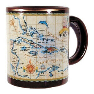 Miami Souvenirs: CARIBBEAN MAP ANTIQUE BROWN MU