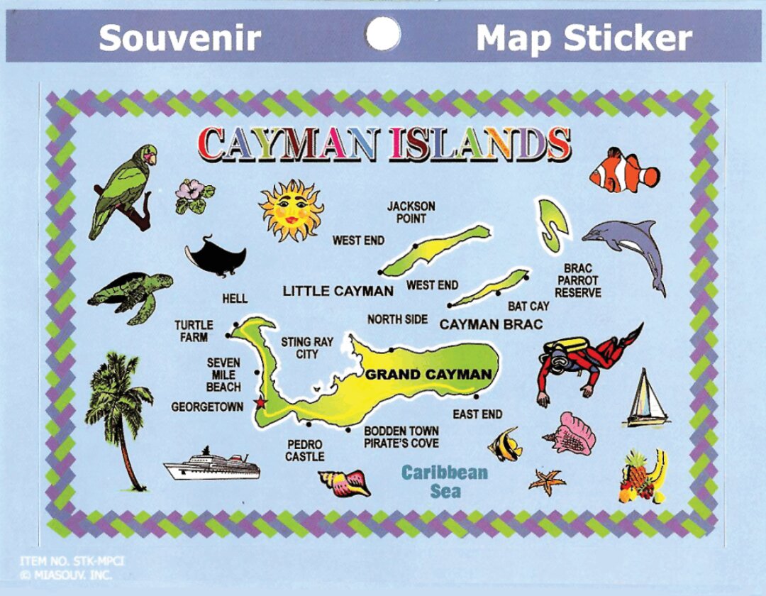 Miami Souvenirs: CAYMAN ISLAND MAP STICKERS