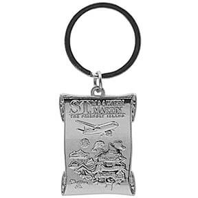 Miami Souvenirs: ST.MAARTEN MAP SILVER SCROLL K