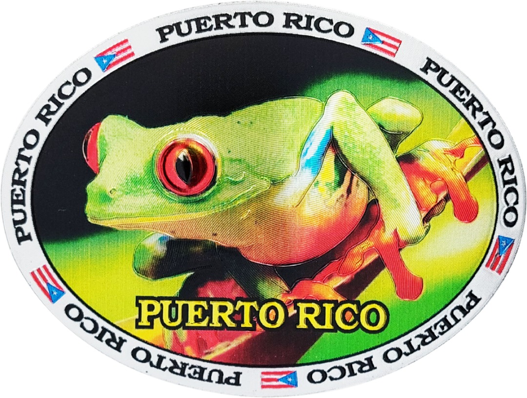 Miami Souvenirs: PUERTO RICO OVAL FROG MAGNET