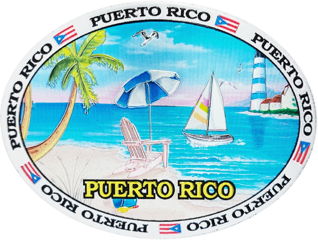 Miami Souvenirs: PUERTO RICO OVAL BEACH MAGNET