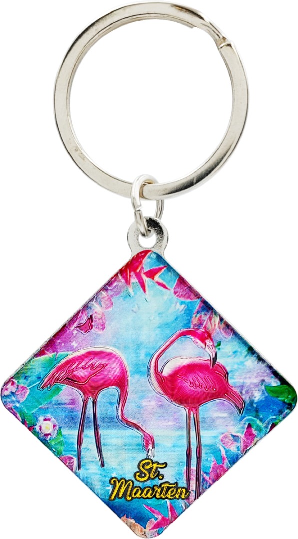 Miami Souvenirs: ST. MAARTEN-FLAMINGO KEYCHAIN