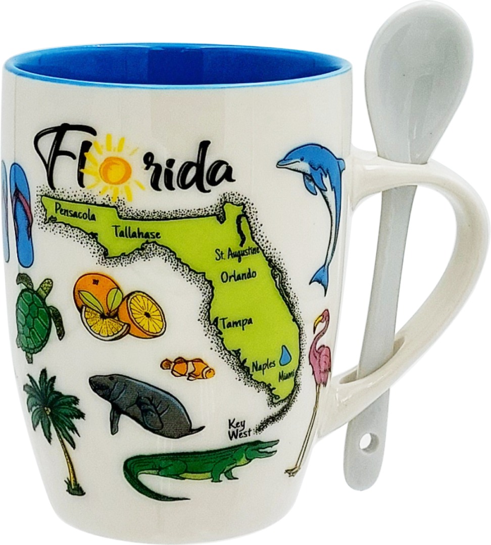 Miami Souvenirs: LARGE FLORIDA MAP-MUG BOX