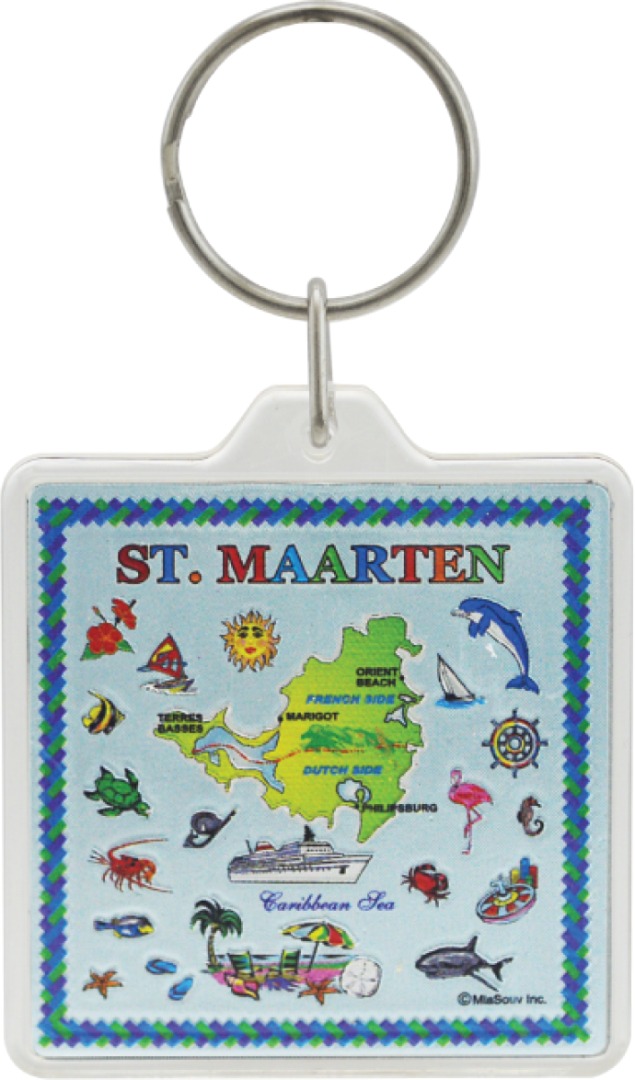 Miami Souvenirs: ST.MAARTEN FOIL ACRYLIC KEYCHA
