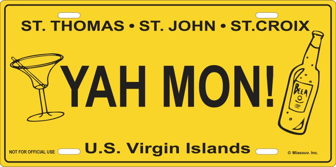 Miami Souvenirs: YA MON USVI LICENSE PLATES